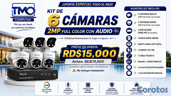 Corotos | KIT DE 6 CAMARAS FULL COLOR CON AUDIO