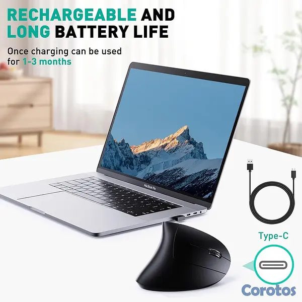 Corotos | Mouse vertical ergonómico inalámbrico recargable