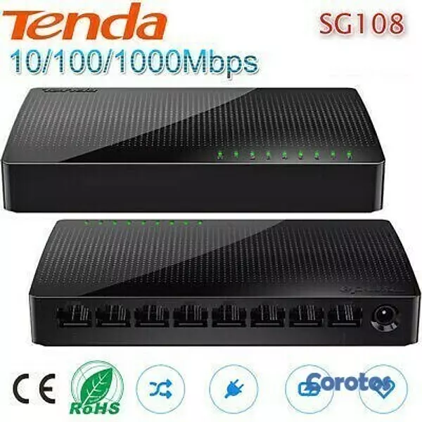 Corotos | SWITCH 8 PUERTOS Gigabit TENDA SG108, NO ADMINISTRABLE, 10 ...