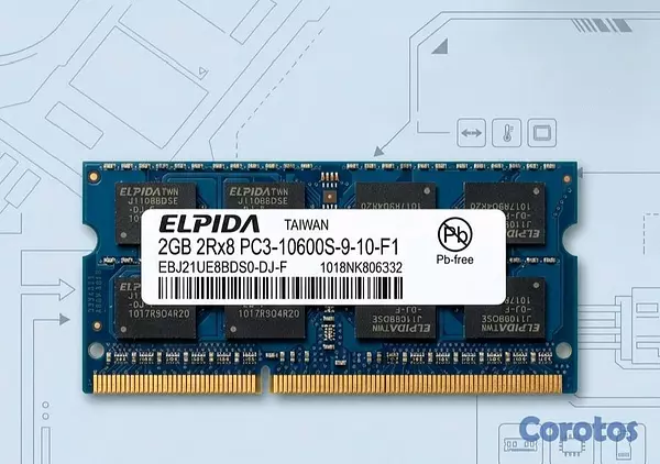 Corotos | Memoria RAM Elpida 2GB DDR3 1333MHz PC3-10600S para Laptop