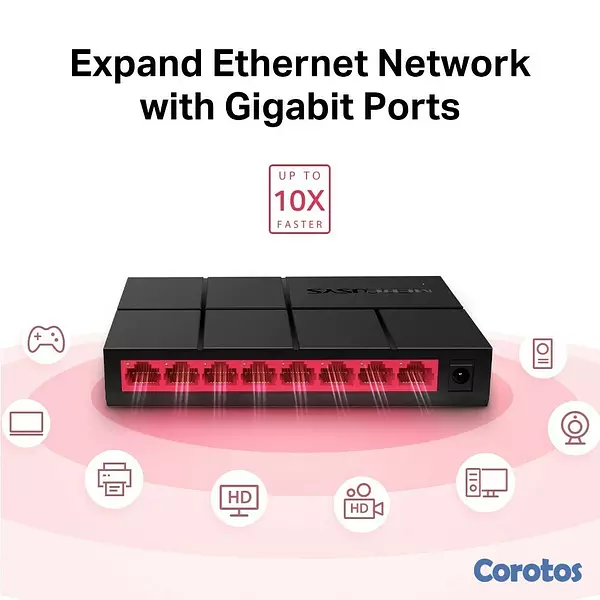 Corotos | SWITCH 8PUERTOS MERCUSYS MS108G 10/100/1000MPS