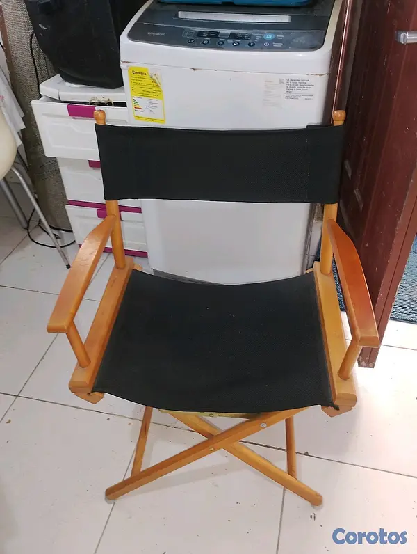 Corotos | sillas de director plegable con marco de madera y lona negra ...